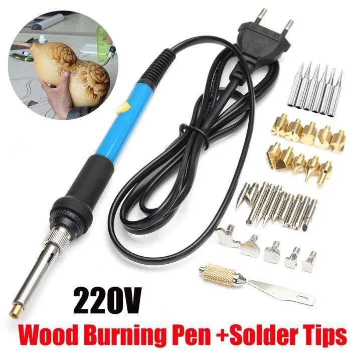35pcs 220V 60W Pyrogravure Bois Stylo Pyrograveur Fer à souder Panne ...