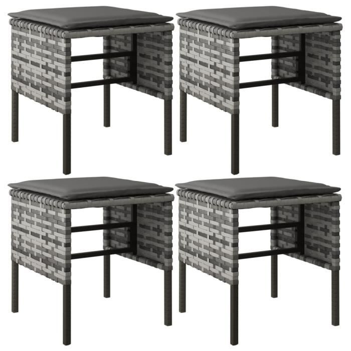 REPOSE PIEDS - BAO Repose-pieds de jardin avec coussins 4 pcs Gris ...