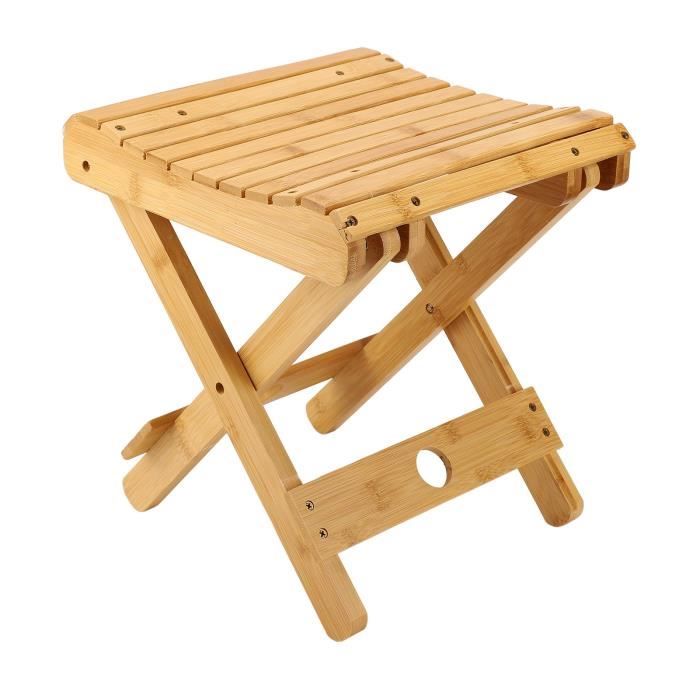 Tabouret pliant - KIMISS - Bambou - Pliable et portable - Coins ronds ...