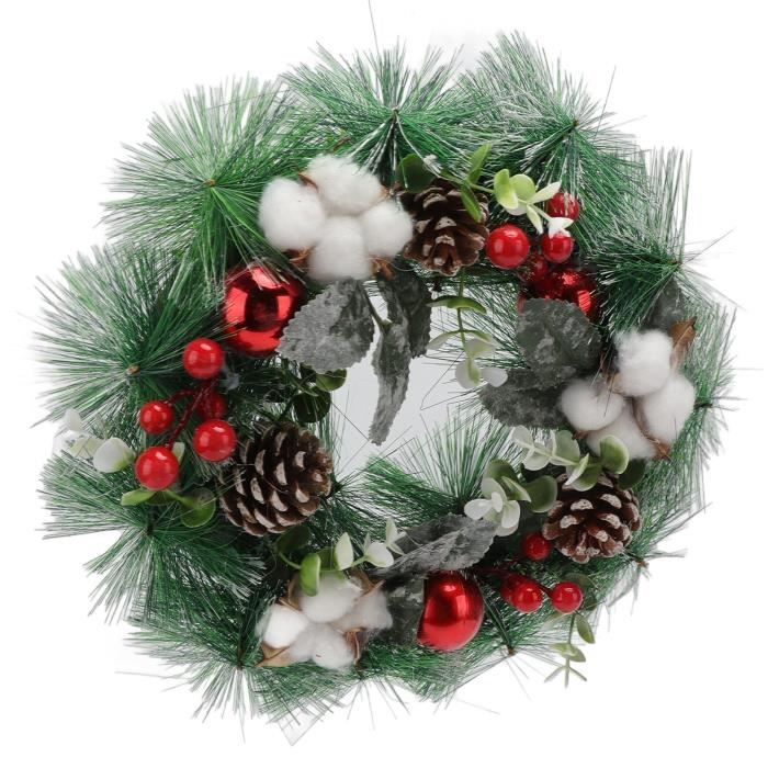 Couronne de Noël - OMABETA - Pomme de pin en coton - 30 cm - Décoration ...