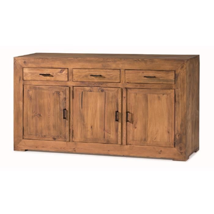 Buffet en pin massif coloris naturel - Longueur 166 x Profondeur 50 x ...