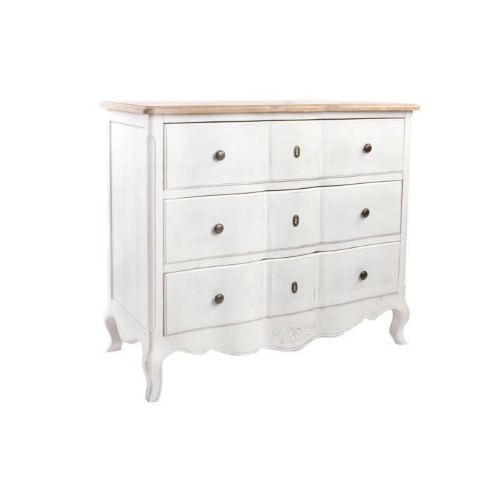 Commode en bois blanc avec 3 tiroirs - Largeur 98 x Hauteur 85 x ...