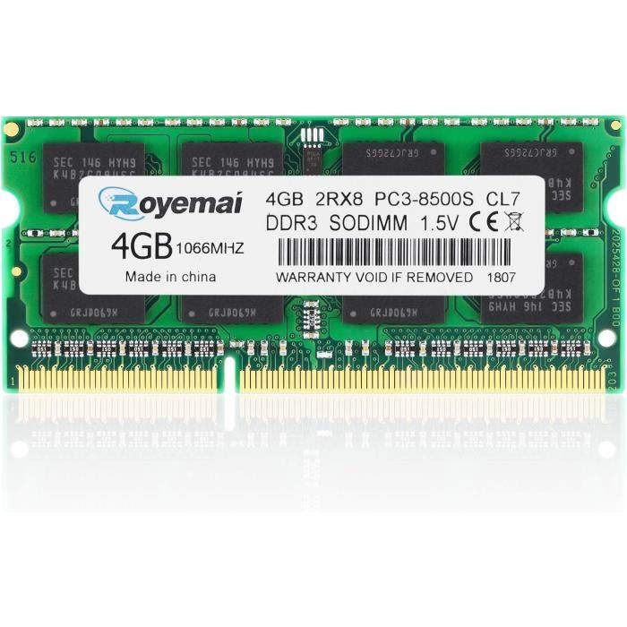 4Go Ddr3 1066 Pc3-8500 So-Dimm Mémoire Ram For Macbook, Macbook Pro ...