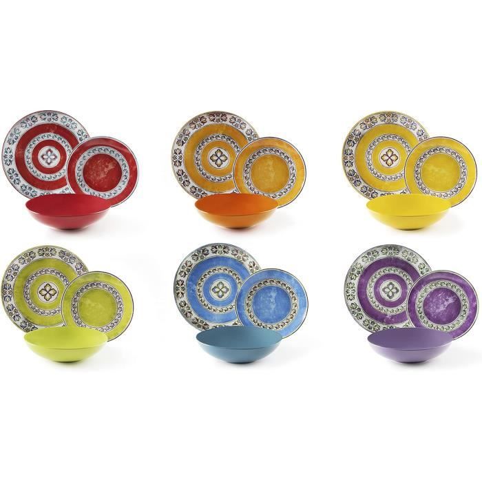 Excelsa ETNO Color Service Table, Porcelaine, Multicolore, 18unités237 ...