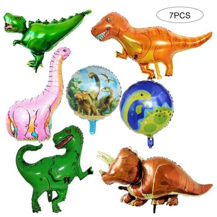 7pcs Giant Foil Dinosaur Balloon Jurassic World Birthday Party Supplies T-Rex Balloon Bouquet ...