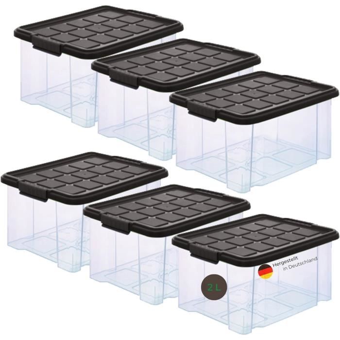 Mini boîte de rangement transparente avec couvercle rouge anthracite ...