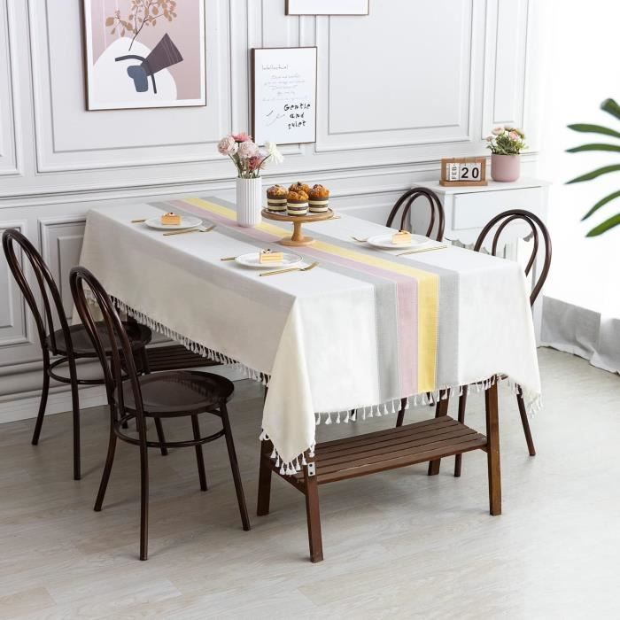 Nappe Lin Coton Rectangulaire Table Cloth Linen 140X220 Cm Elegant ...