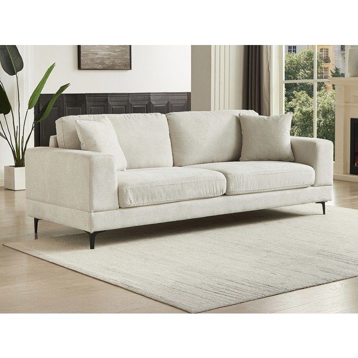 Canapé 3 places en tissu texturé beige JAMOLO - Cdiscount Maison