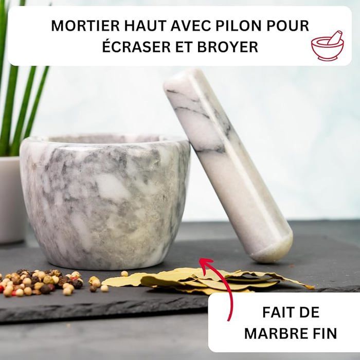Mortier avec Pilon en Marbre Haut Diamètre intérieur: env, 7 5 cm ...