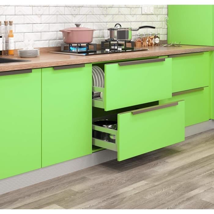 Papier Peint Adhésif Vert Uni Papier Vinyle Autocollant Mural Décoratif ...