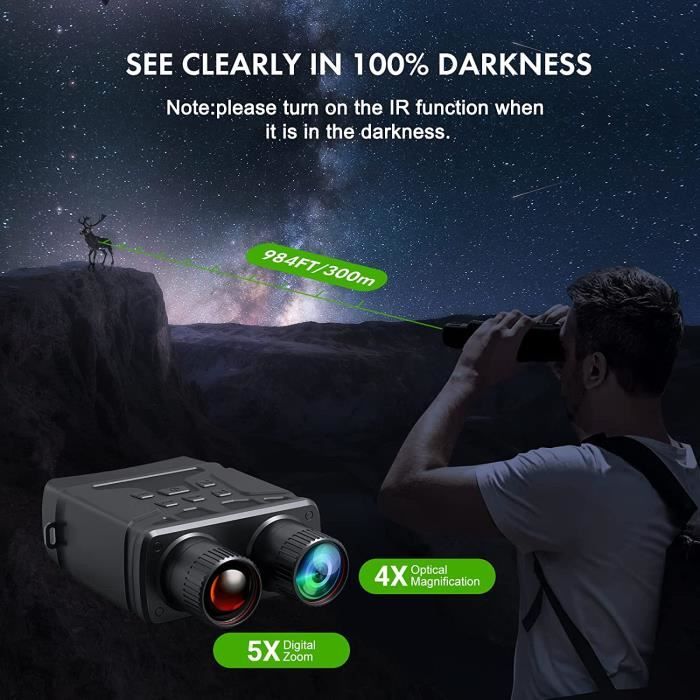 VELLEE Jumelles numériques vision nocturne 1080p Full HD Photo Vidéo ...