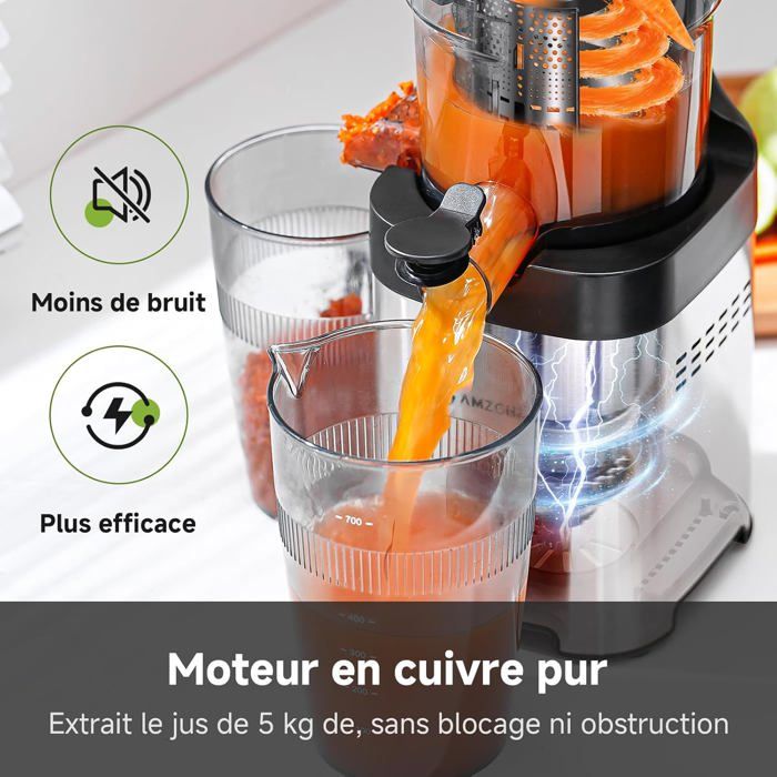 AMZCHEF 126mm Machine a Jus de Fruit Extracteur Entiers - Jus de Fruits ...