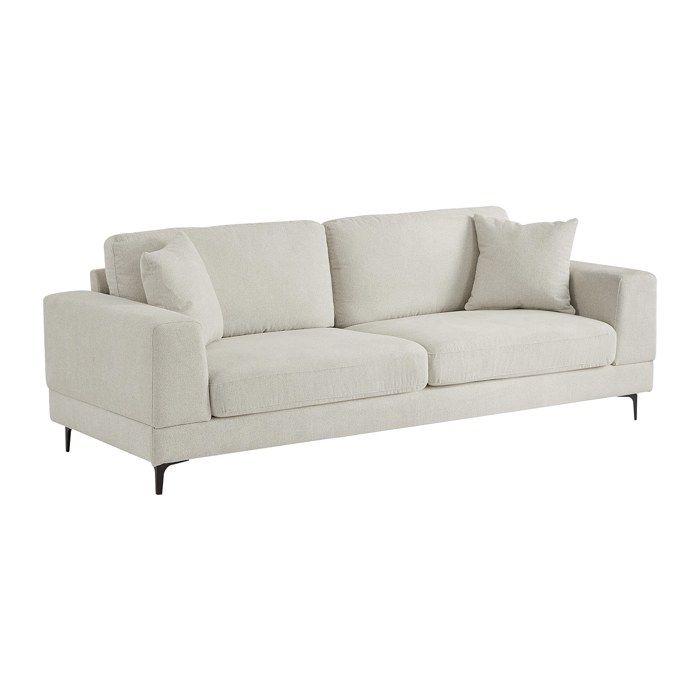 Canapé 3 places en tissu texturé beige JAMOLO - Cdiscount Maison