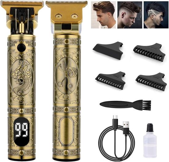 Tondeuse Cheveux Hommes Professionnelle, T Sans Fil Rasoir Barbe Tondeuse Kit,Écran à LED ...