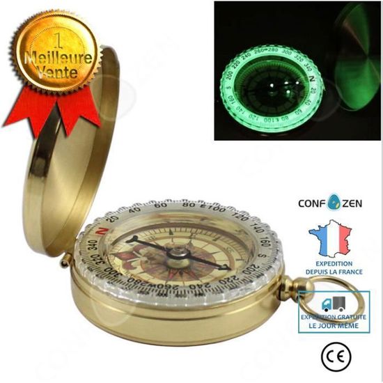 Boussole multifonctionnelle - CONFOZEN - G50 - Cuivre pur - Lumineuse ...