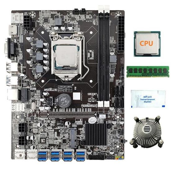 Carte MèRe MinièRe GPU B75 8 Cartes + CPU + Ventilateur de ...