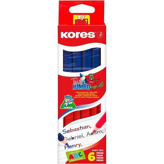 Kores - Twin Jumbo : Crayons Double Face Rouge et pour Enfants, Mine ...