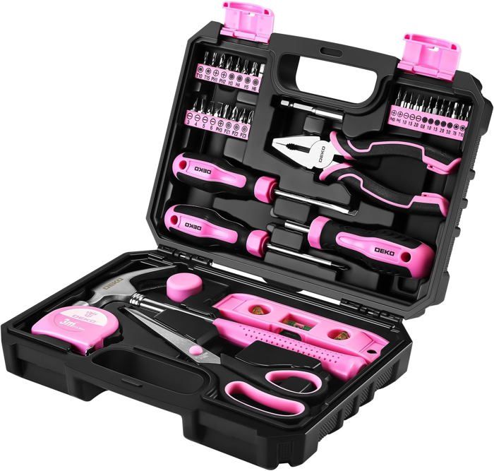 Boîte à outils : DEKO Maletin Outils DIY Complet Kit Outils Rose Professionnel pour Femme ...