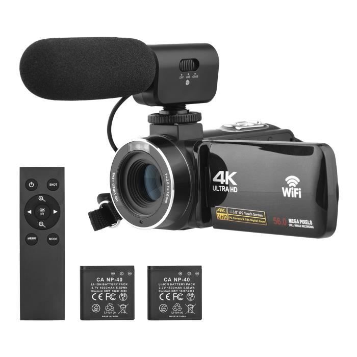 Kit 2 Standard-caméra vidéo numérique 4K, enregistreur DV 56MP 18X 3.0 ...