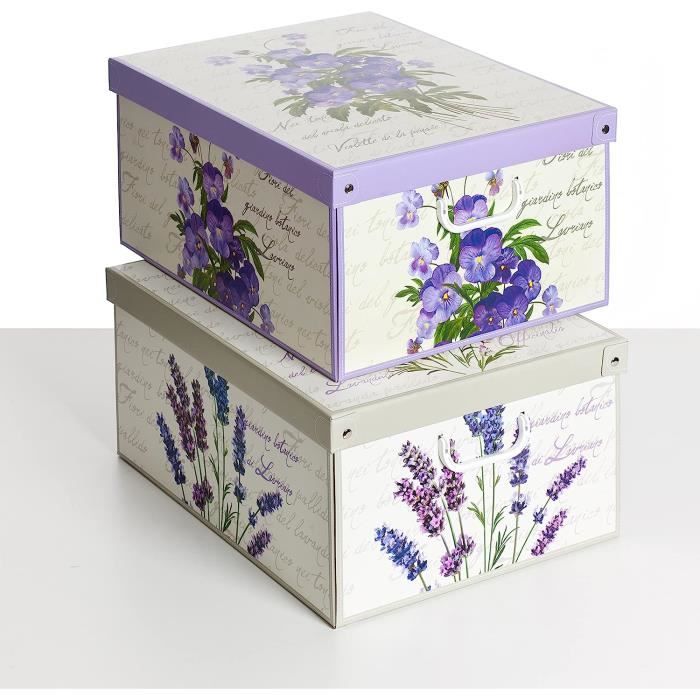 Lot De 2 Boîtes De Rangement En Carton, Avec Couvercle, Pour Ranger ...