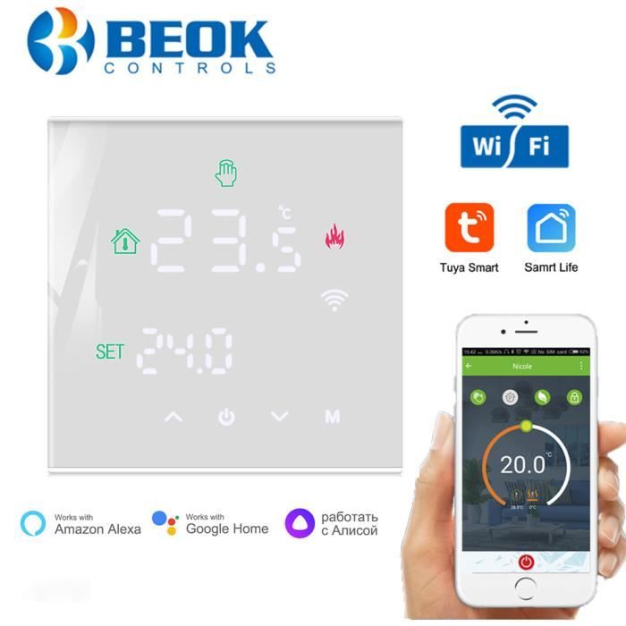 Thermostat Régulateur,Beok 3A système de chauffage au sol de l'eau Thermostat WIFI intelligent ...