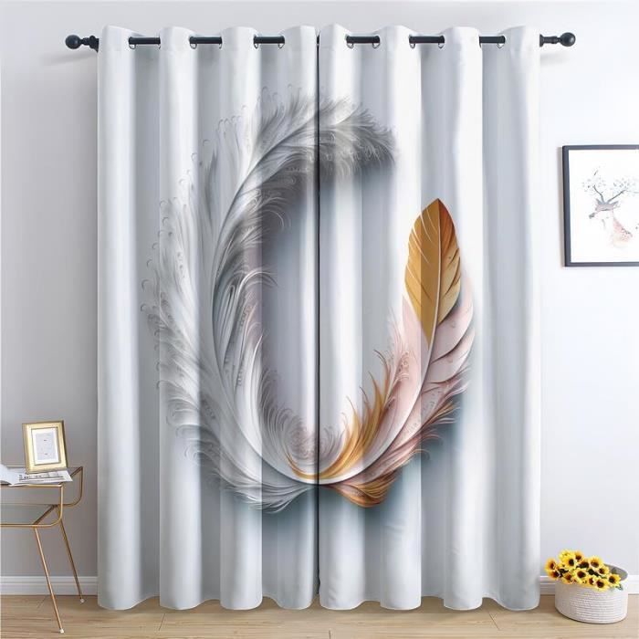 Rideau Occultant Plume - Rideaux Isolant Thermiques À Oeillets 140X180 ...