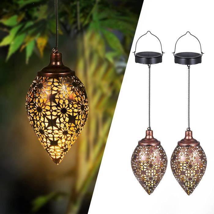 Görvitor Lot De 2 Lanternes Solaires D'Extérieur En Métal Pour L'Extérieur, Avec Ip44, Étanche ...