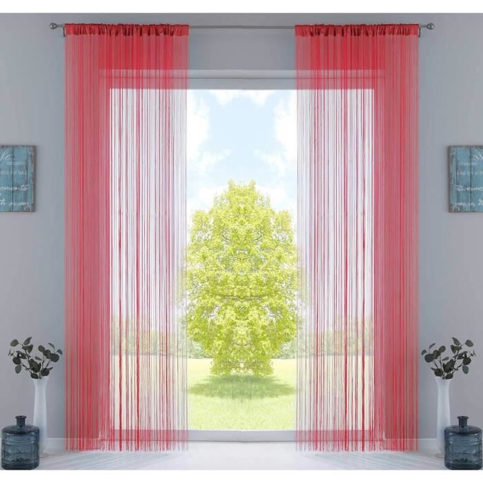 20303CN2 Lot de 2 Rideaux à Fils Rouge 250 x 140 cm.[Y4266] - Cdiscount ...