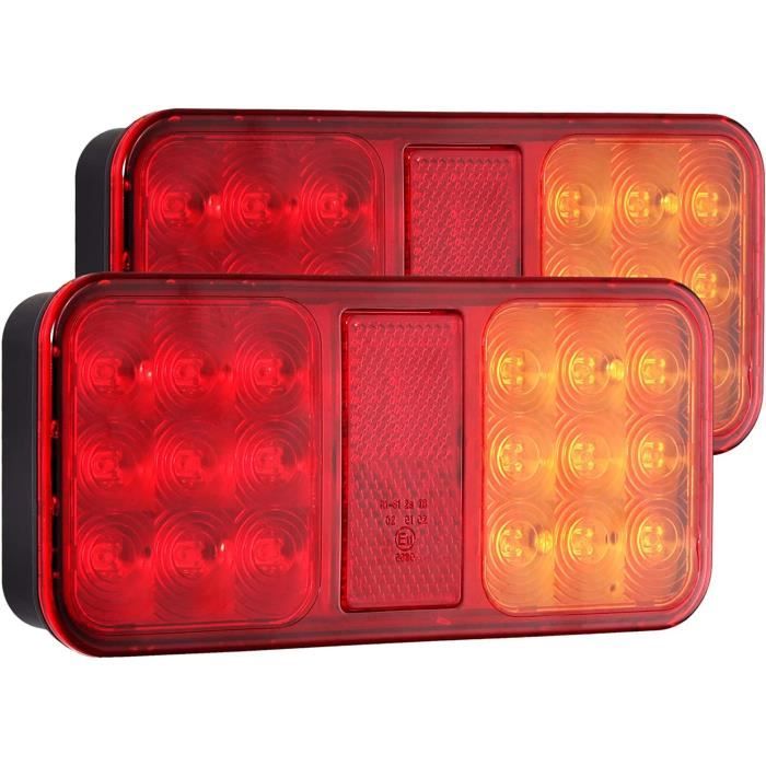 2x Feux Arrière de Remorque Universels 12V 24LEDs E11 Homologué ECE ...