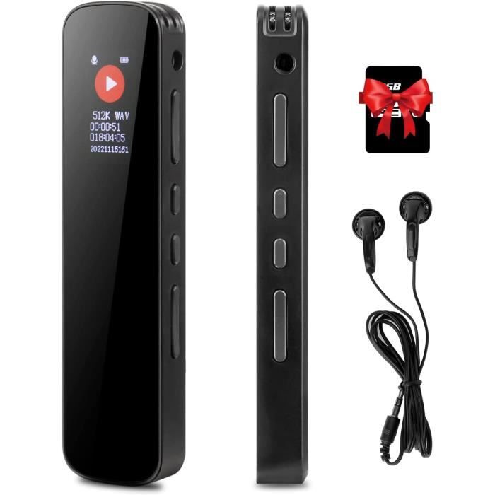 Enregistreur vocal numérique 64 Go, enregistreur HD 3072 Kbps 25 h, temps d'enregistrement 3D ...