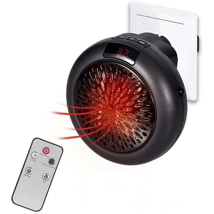 Mini Chauffage Soufflant Mural Avec Télécommande, 900W Chauffage À Prise Murale Avec Thermostat ...