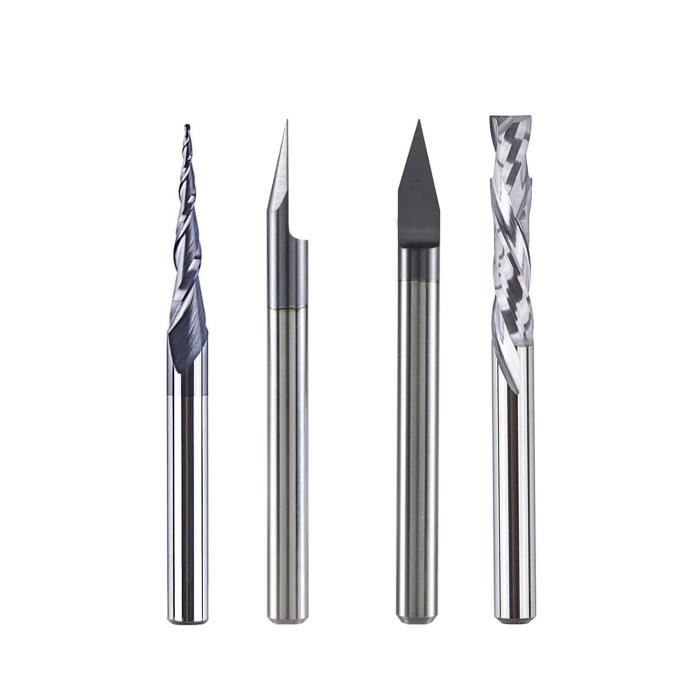 Lot De 4 Fraises 1-8" (3,175 Mm) Tige En Métal Dur Fraise Cnc Fraise À ...
