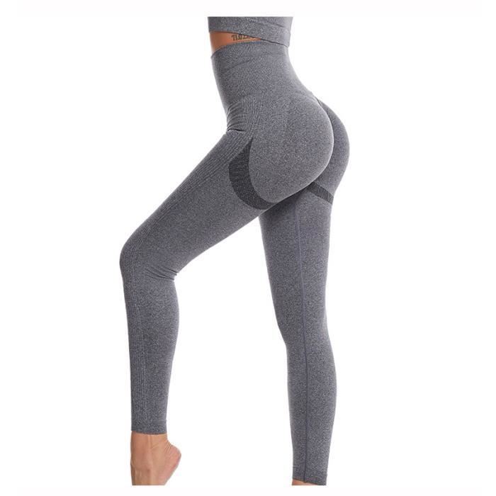 Legging De Sport Femme Anti Cellulite Taille Haute Gris Compression