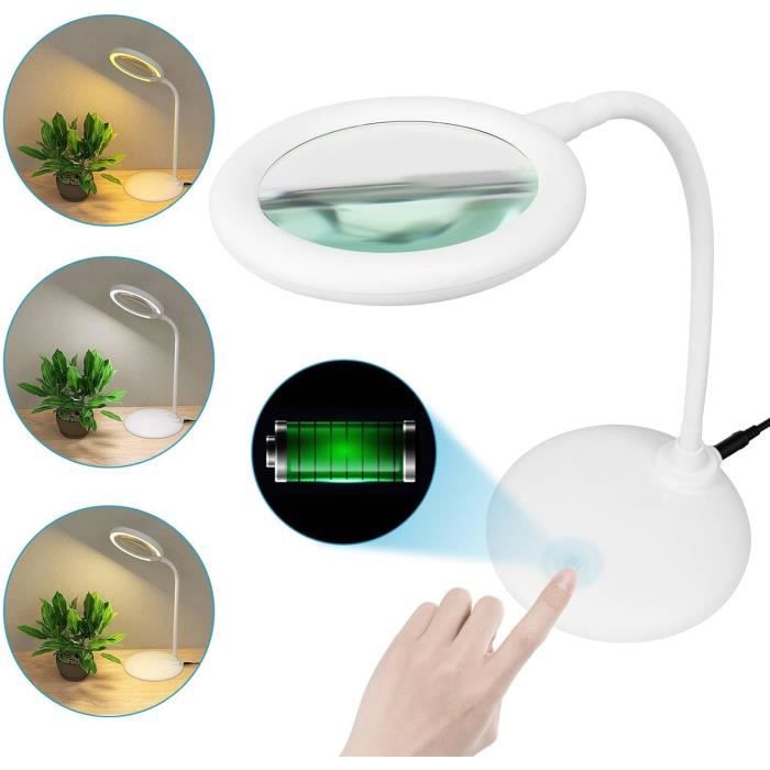 5X Lampe Loupe Sur Pied Usb, Loupe Eclairante Rechargeable, Lampe De Bureau Loupe Avec 3 Modes ...