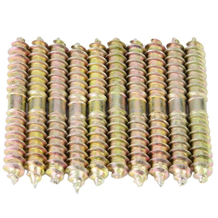 Vis de cheville, vis de fer à bois vis à double extrémité 6 * 50mm 10 ...