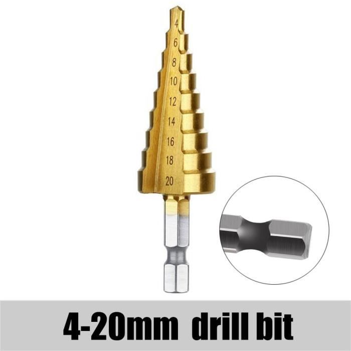Foret pas à pas en acier titane Vastar HSS 4-20mm Hexagon - Outils de ...