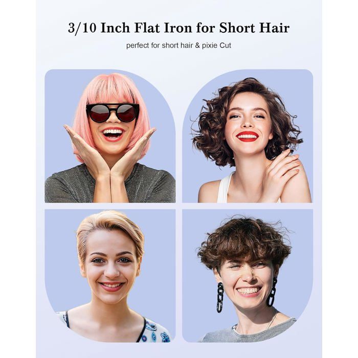Mini lisseur cheveux courts KAL 2 en 1,lisser et boucler,9 réglages 90 ...