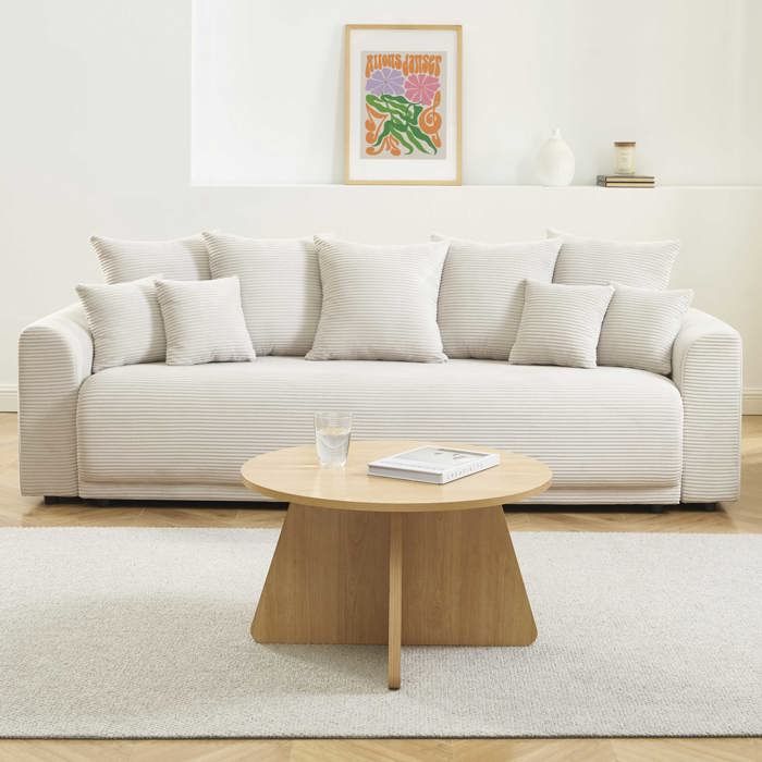 Table basse ronde RUBA effet chêne - Bois - Cdiscount Maison