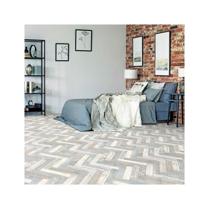 Sol Vinyle effet parquet usé chevron coloré - Rouleau de 3m x 3m ...