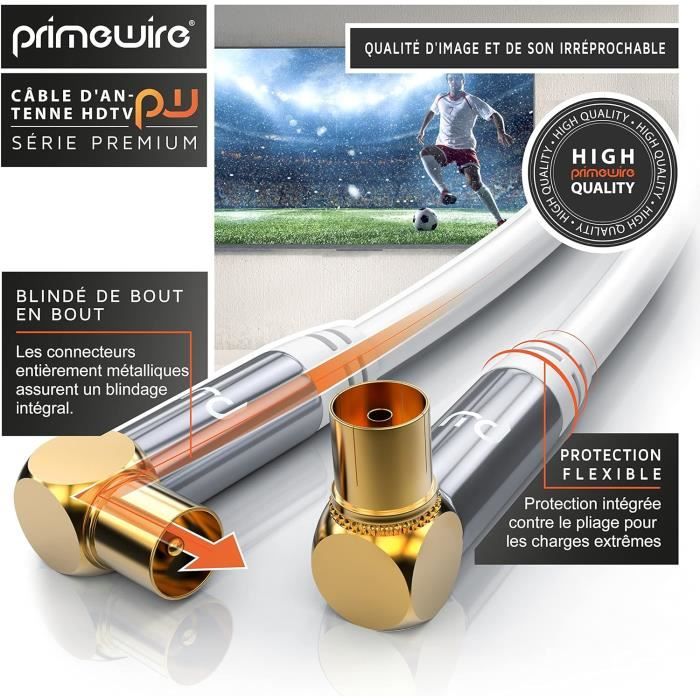 Csl 3M Câble D'Antenne Coaxial Hdtv, Câble Tv Coudé Mâle Femelle, Fiche ...