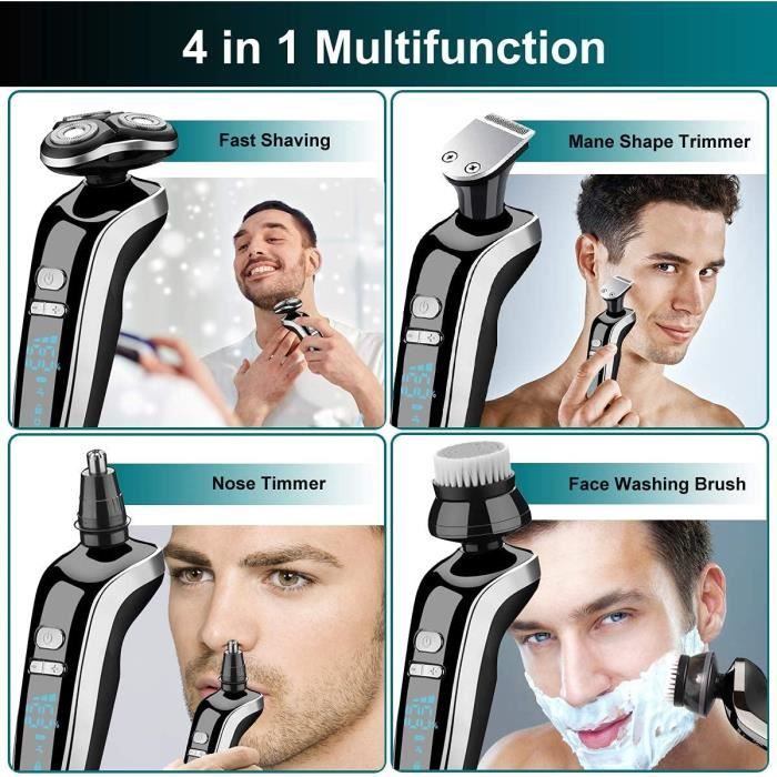Ehskzjh 4 In 1 Rasoir Electrique Homme, Sans Fil Rotatives Tondeuse ...