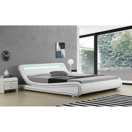 Soon Lit LED design 160x200 Noir - Cdiscount Maison