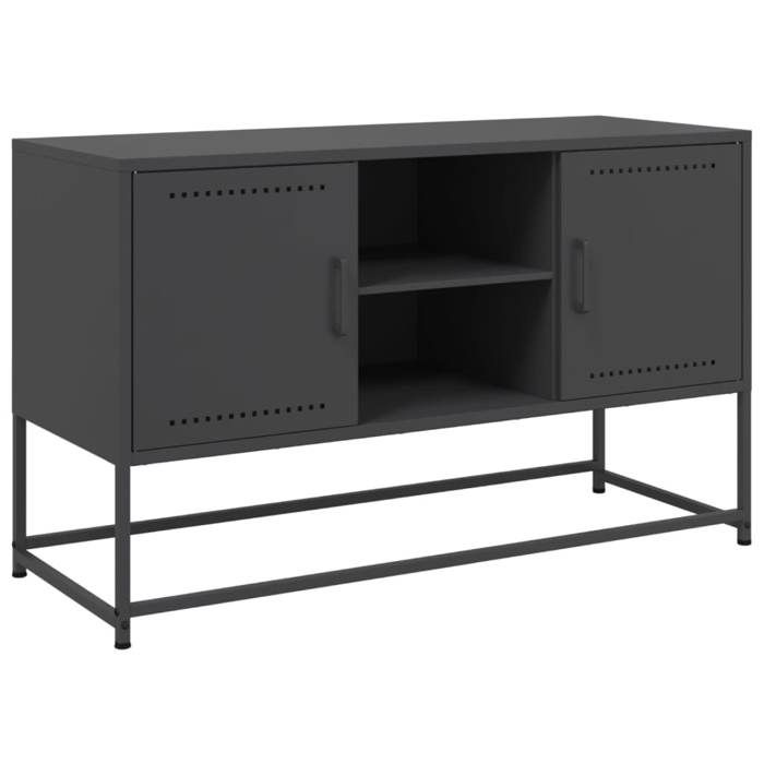 Meuble TV Multi-rangements - noir 100,5x39x60,5cm acier armoire ...