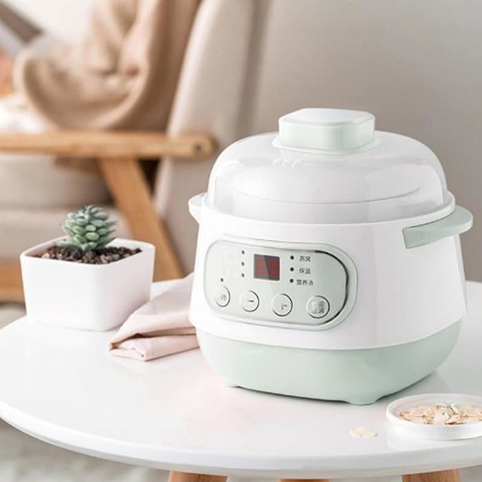 1L Healthy Green Ceramic Slow Cooker Bird Nest Herb Soup Pot Electric ...
