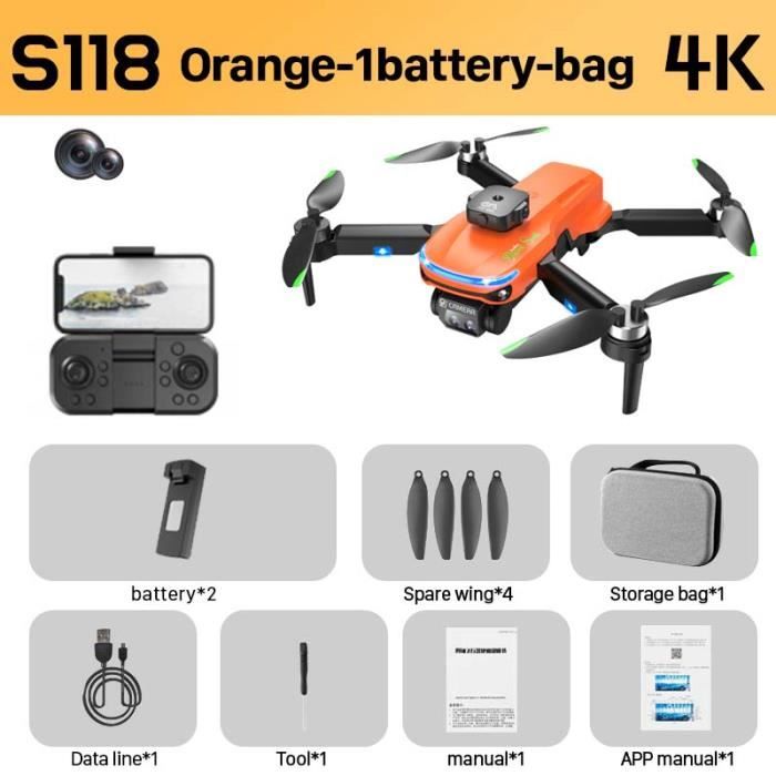 Orange-4K-1B-KXMG Drone Professionnel 2023 S118 ESC avec Caméra ...