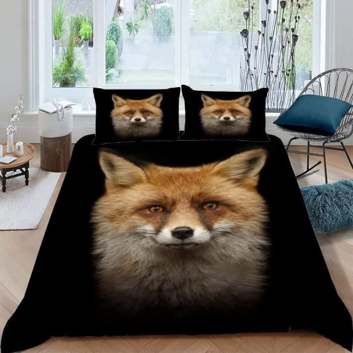 Housse De Couette 220X240Cm Renard Parure De Lit 2 Personnes Avec ...