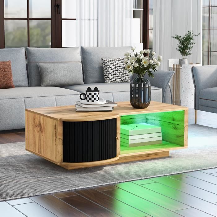 Table Salon Moderne 90cm LED DWVO 90x55cm - 4 Tiroirs - Style Moderne ...