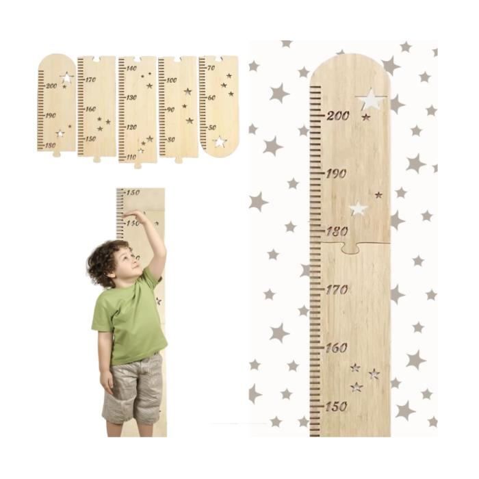 Toise en bois pour enfants - Puzzle naturel - Tableau de croissance en ...