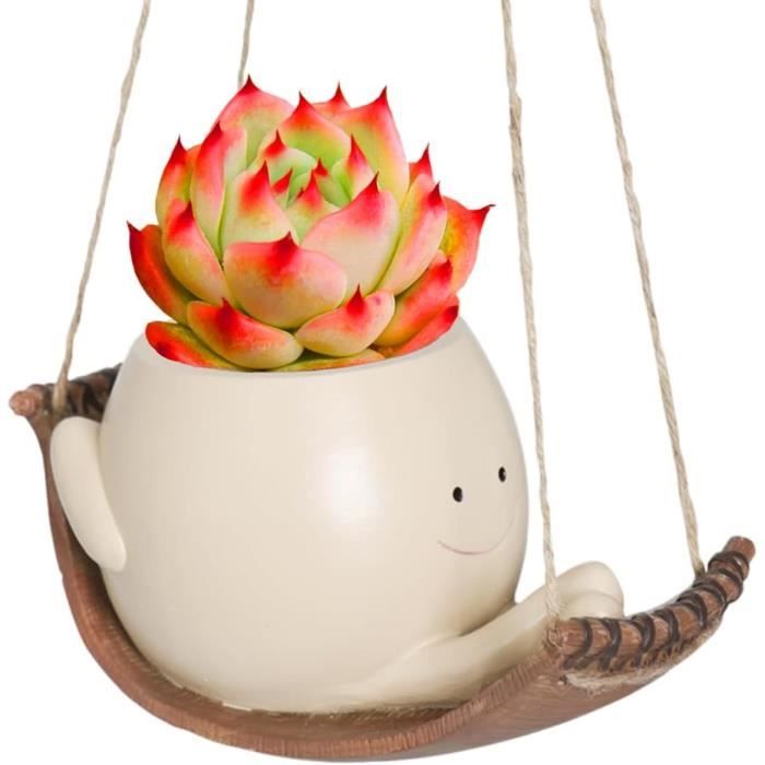 Pot de fleurs suspendu, motif visage oscillant, avec visage balançoire ...