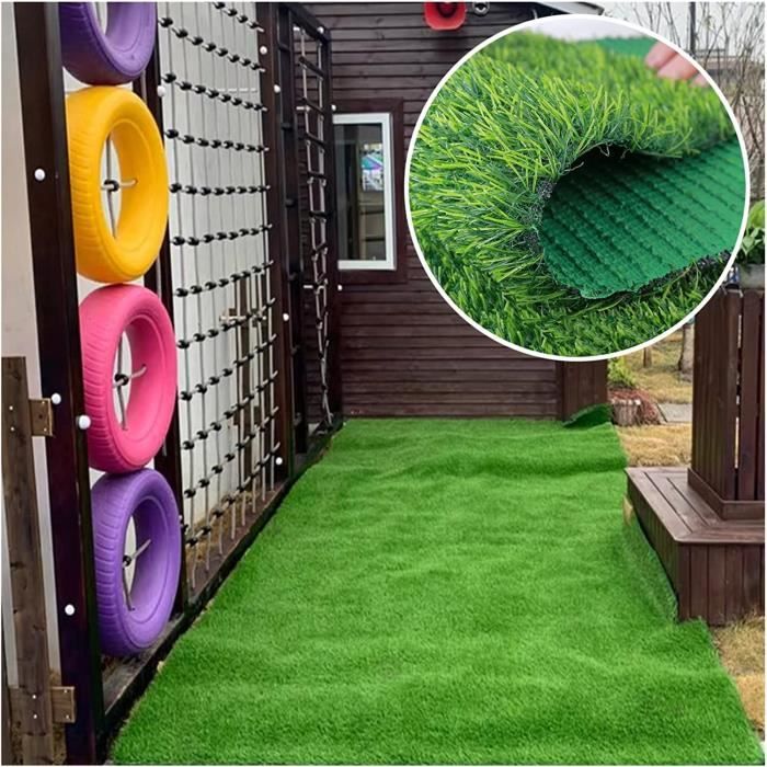 Tapis De Gazon Artificiel,Patio Synthétique Synthétique avec Trous De Drainage,Balcon Clôture ...
